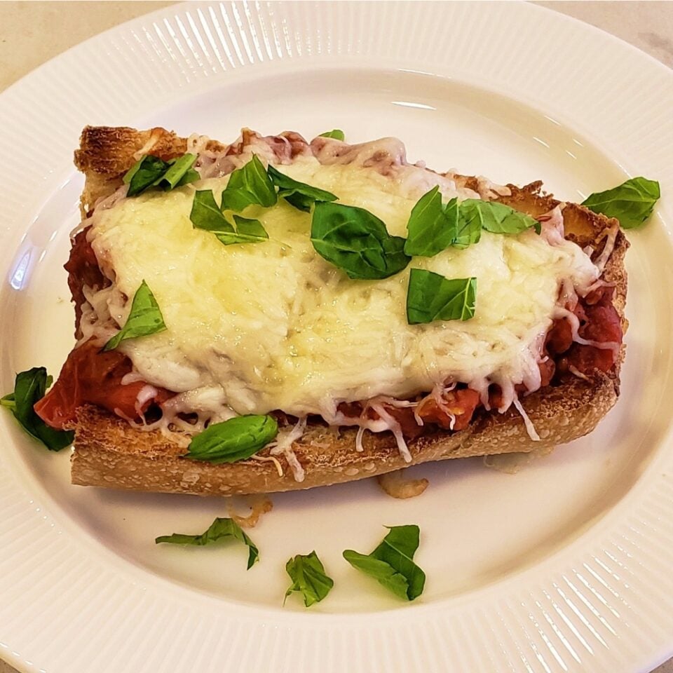 Open-faced toasted tomato parm sandwich | Amy Ever After